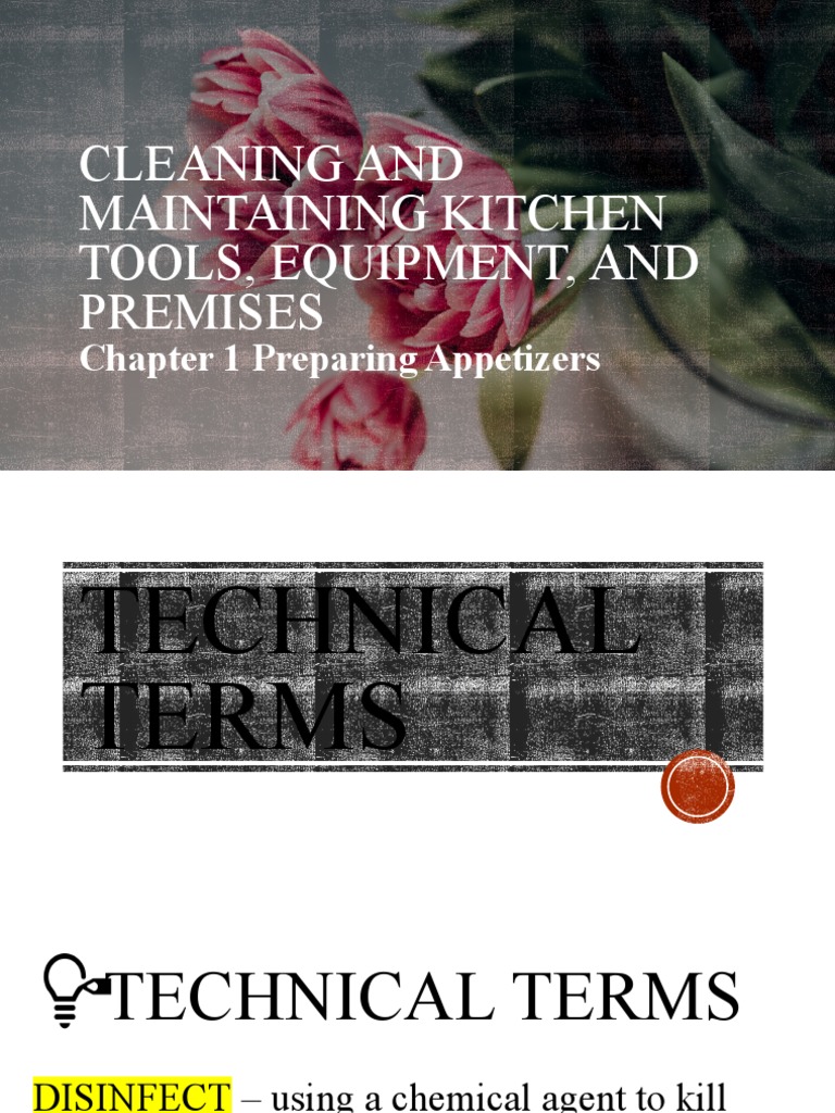 Cleaning and Maintaining Kitchen Tools, Equipment, and Premises | PDF