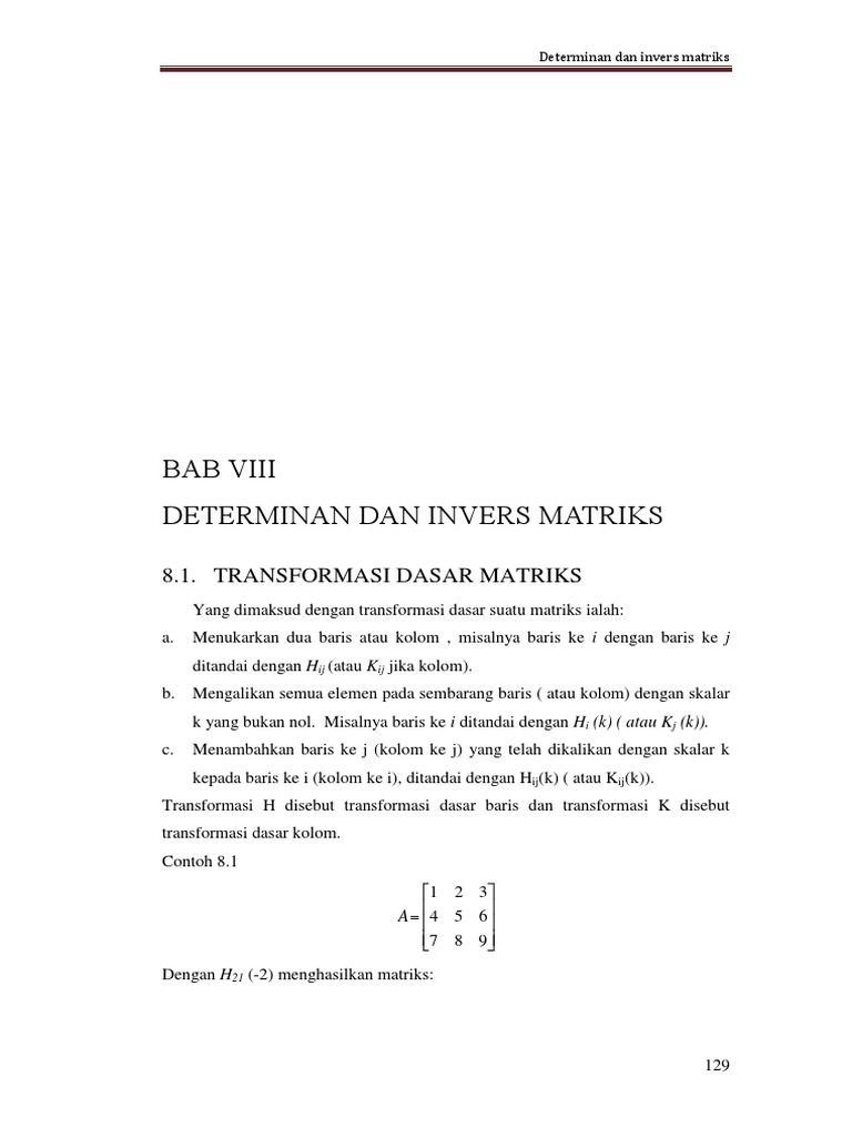 Bab 8 Determinan Dan Invers Matriks | PDF