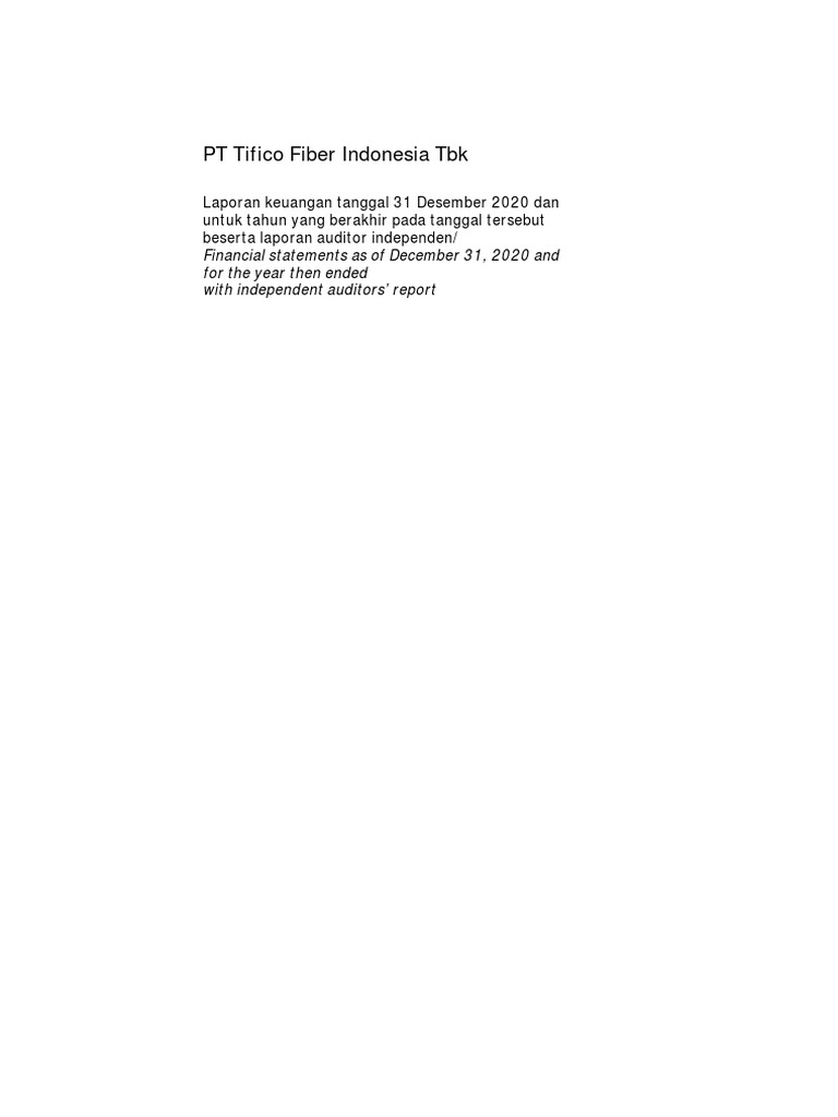 Tifico Fiber Indonesia 2020 Financial Report | PDF | Equity (Finance ...