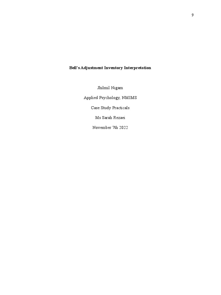 Bells Adjustment Inventory Final | PDF