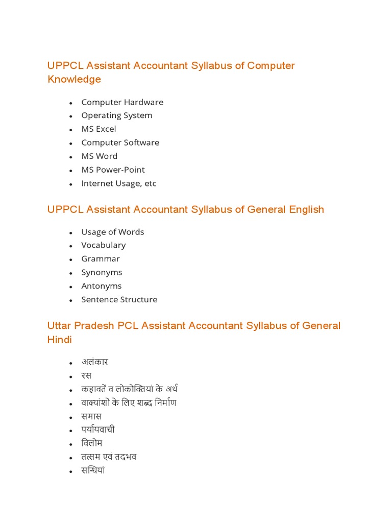 UPPCL Assistant Accountant Syllabus | PDF | Taxes | Expense