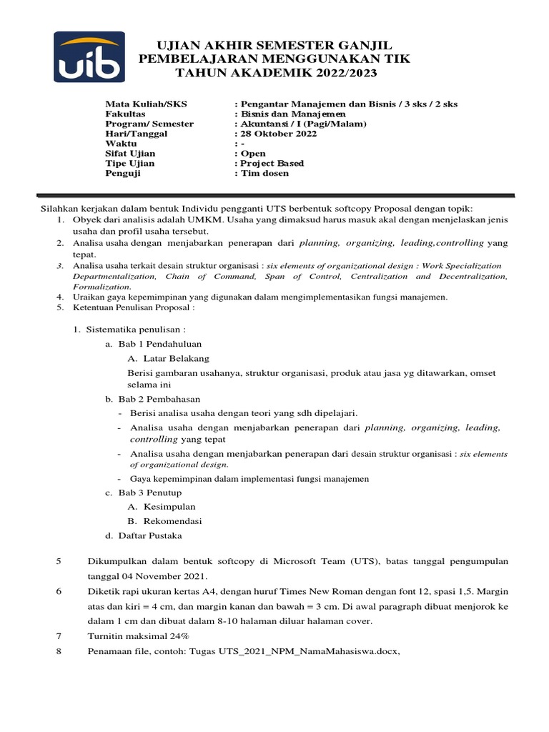 UTS Pengantar Manajemen - Ganjil 22-23 | PDF | Karier & Perkembangan