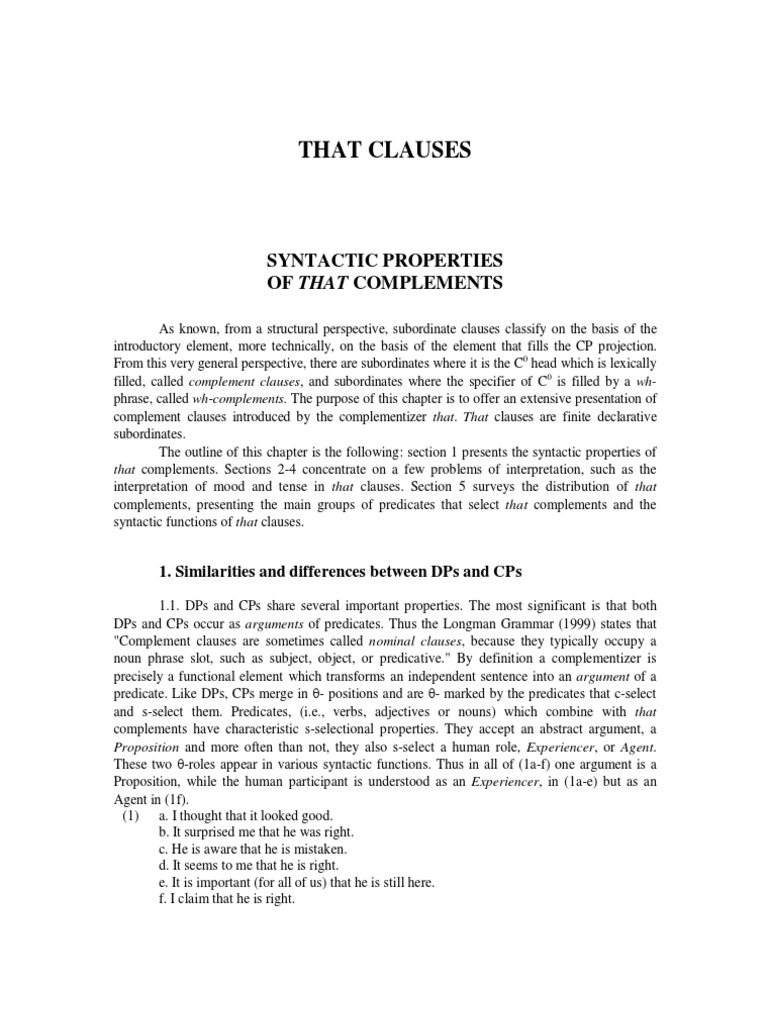 Understanding That Clauses in Grammar | PDF | Subject (Grammar) | Clause