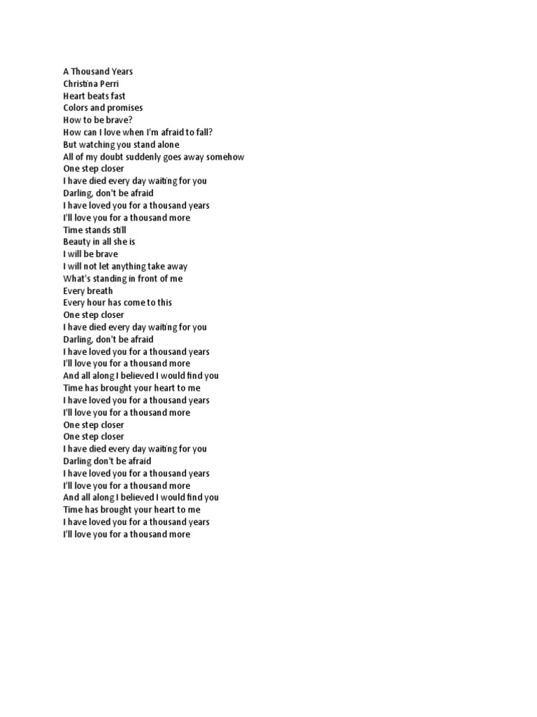 A Thousand Years by Christina Perri | PDF | Religion & Spirituality