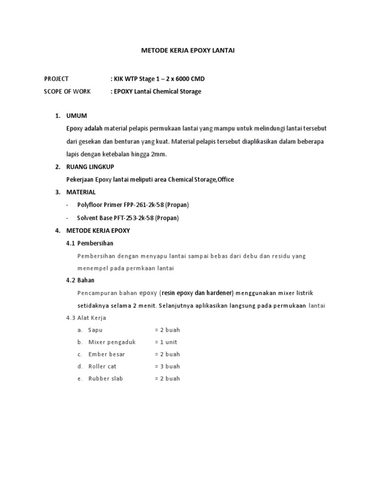 Metode Kerja Epoxy Lantai | PDF