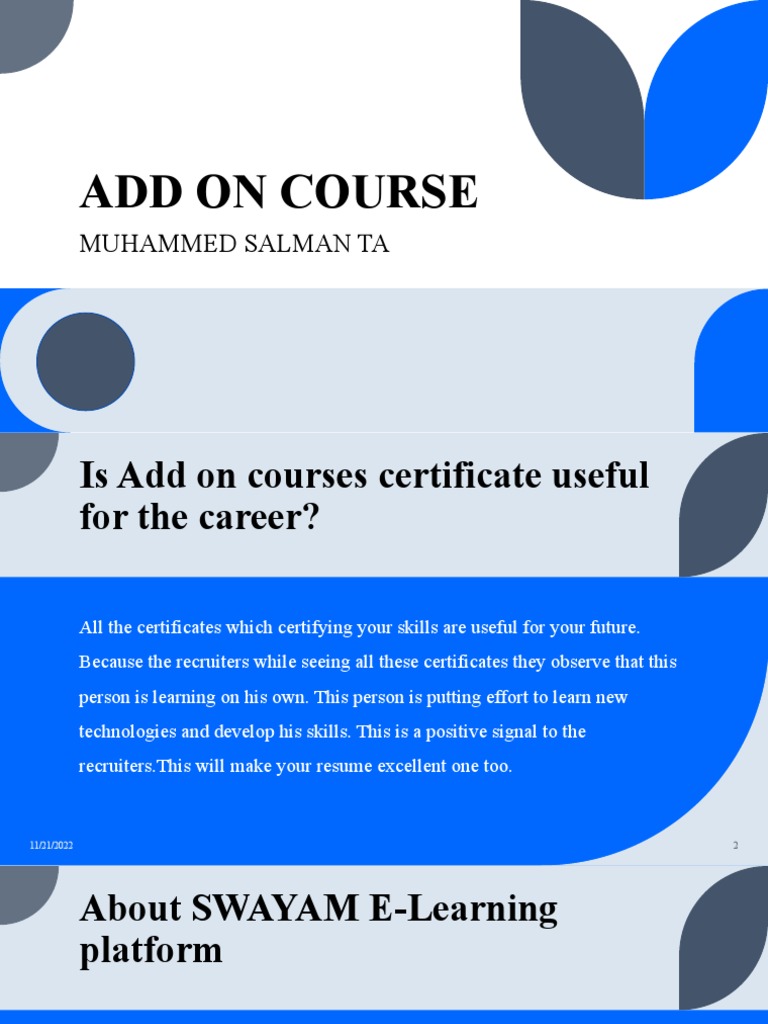 Add On Course | PDF | Educational Technology | Learning