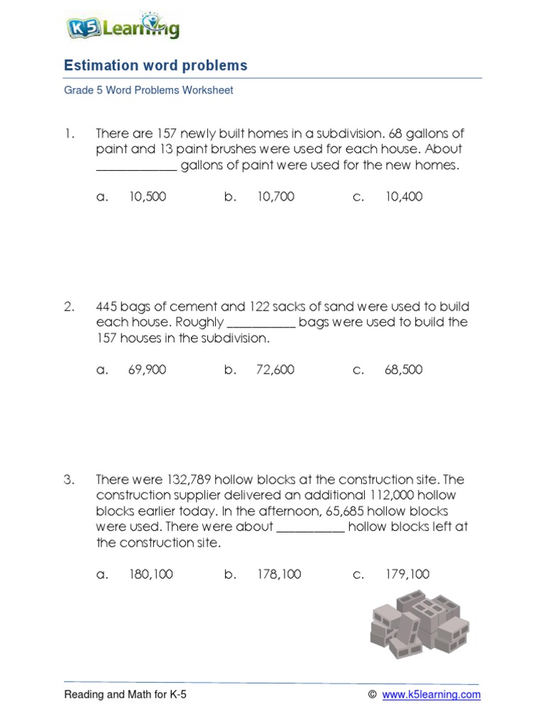 Grade 5 Word Problems Estimating Rounding F | PDF Grade 5 Word Problems Estimating Rounding F | PDF