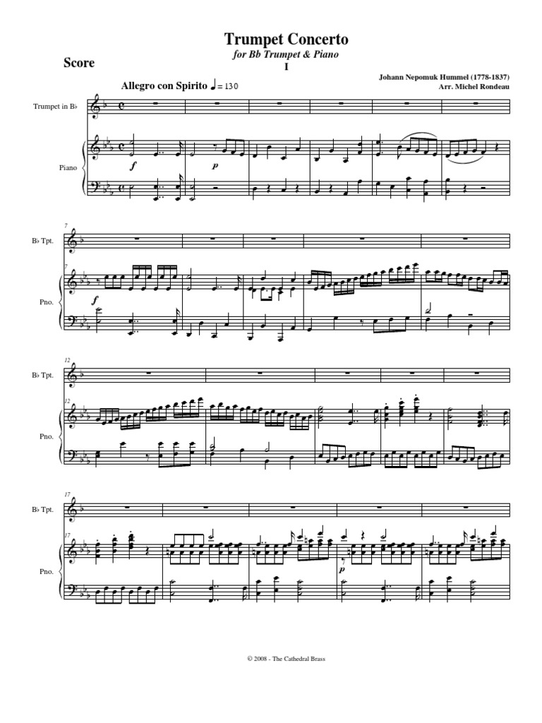 HUMMEL - Trumpet Concerto | PDF | Musical Forms | Classical Music