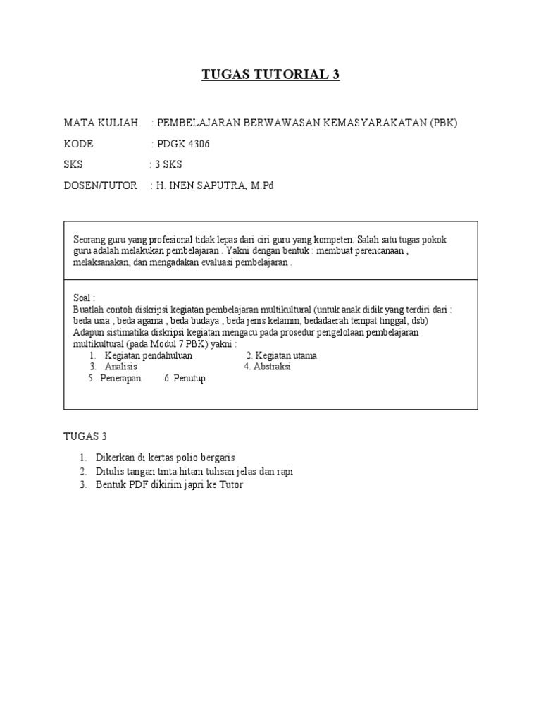 Tugas Tutorial 3 PBK | PDF