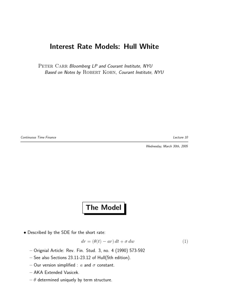 Interest Rate Model - An Introduction Slides10.3 | PDF | Stochastic Differential Equation ...
