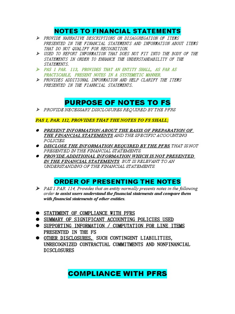 Notes To Financial Statements | PDF | Financial Statement | Historical Cost