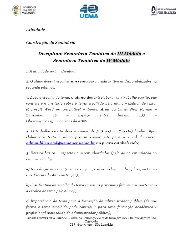 ATIVIDADE TEMÃ - TICO MODULO III e IV | PDF