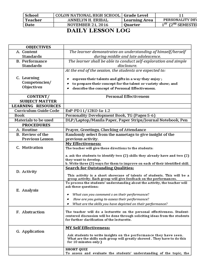 Lesson 5-Personal Effectiveness | PDF