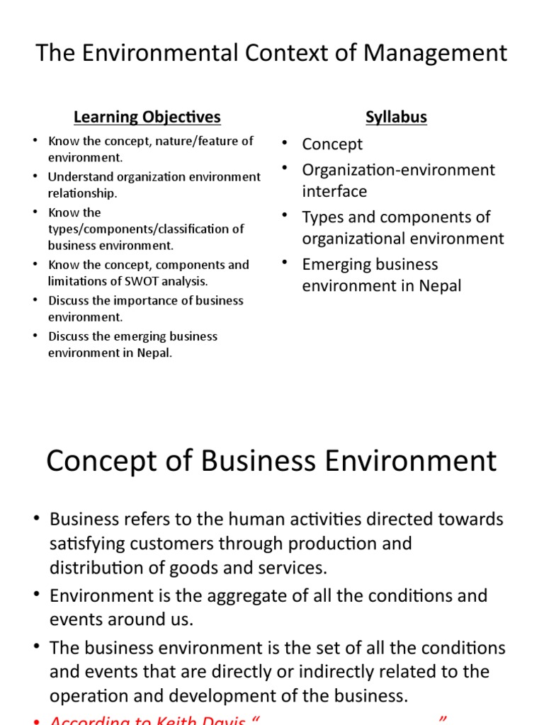 The Environmental Context of Management | PDF | Swot Analysis ...