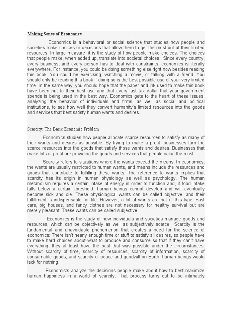 Understanding the Fundamental Concepts of Economics: Scarcity ...