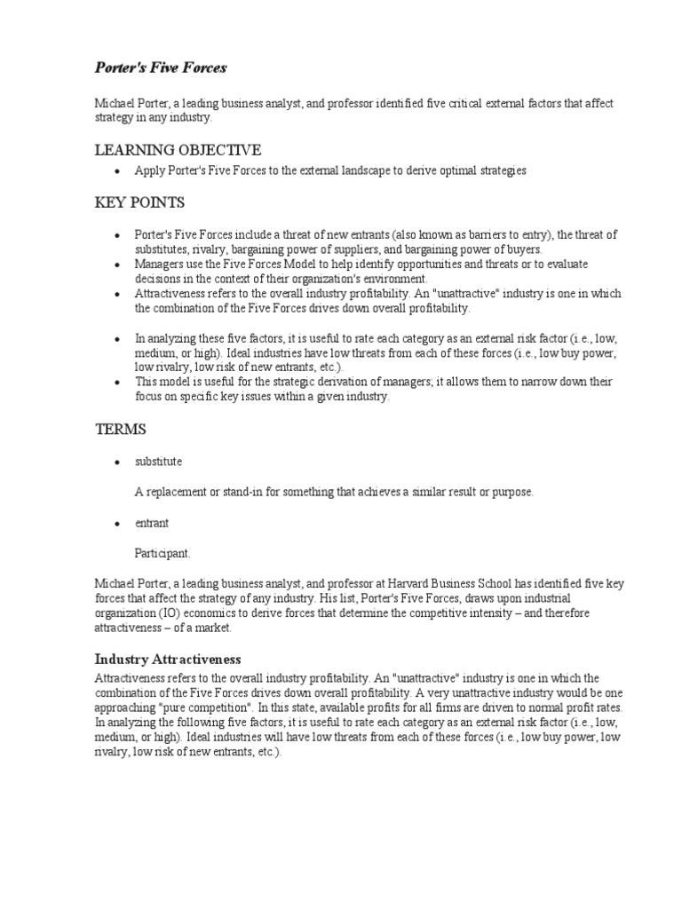 Understanding Porter's Five Forces Model | PDF | Business Economics ...