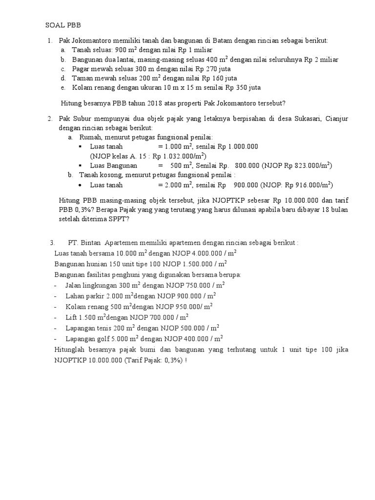 Pertemuan 7 Soal Latihan PBB BPHTB | PDF
