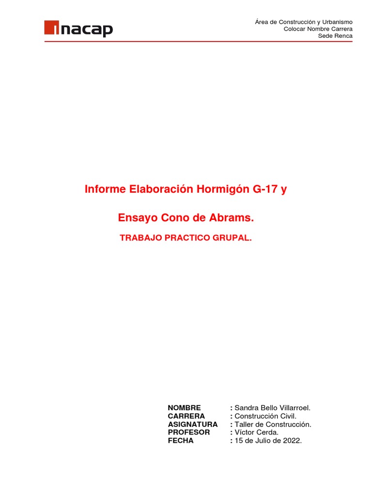 Informe Hormigon G-17 | PDF