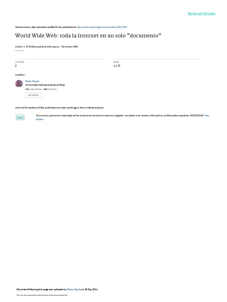 World Wide Web Toda La Internet en Un Solo Documento | Descargar gratis ...