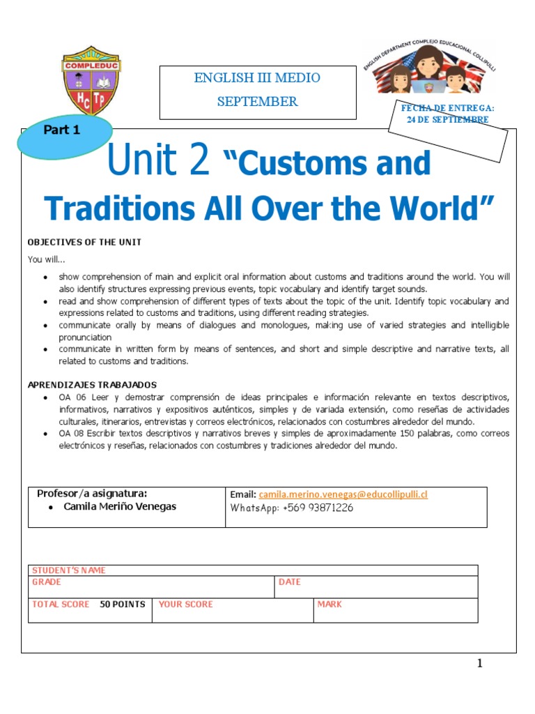Customs and Traditions Around the World: A Look at Unit 2 | PDF