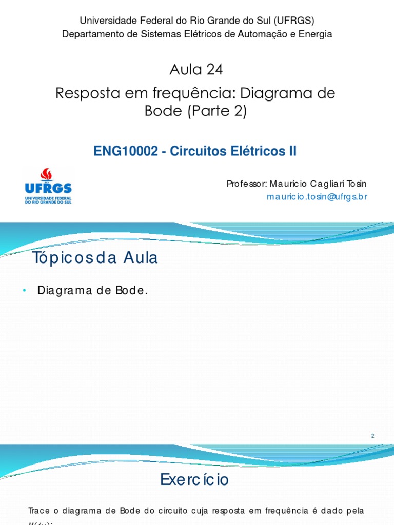 Aula 24 - Resposta em Frequência - Diagrama de Bode (Parte 2) | PDF | Teoria do Controle ...