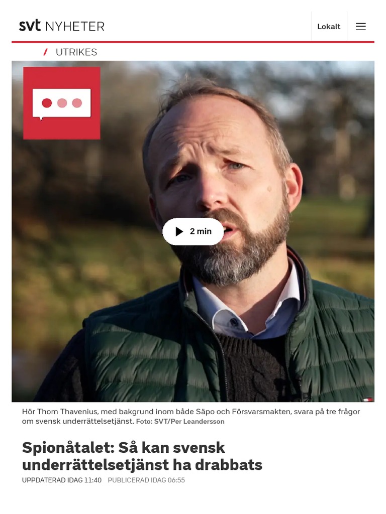 Spionåtalet: Så Kan Svensk Underrättelsetjänst Ha Drabbats - SVT Nyheter | PDF