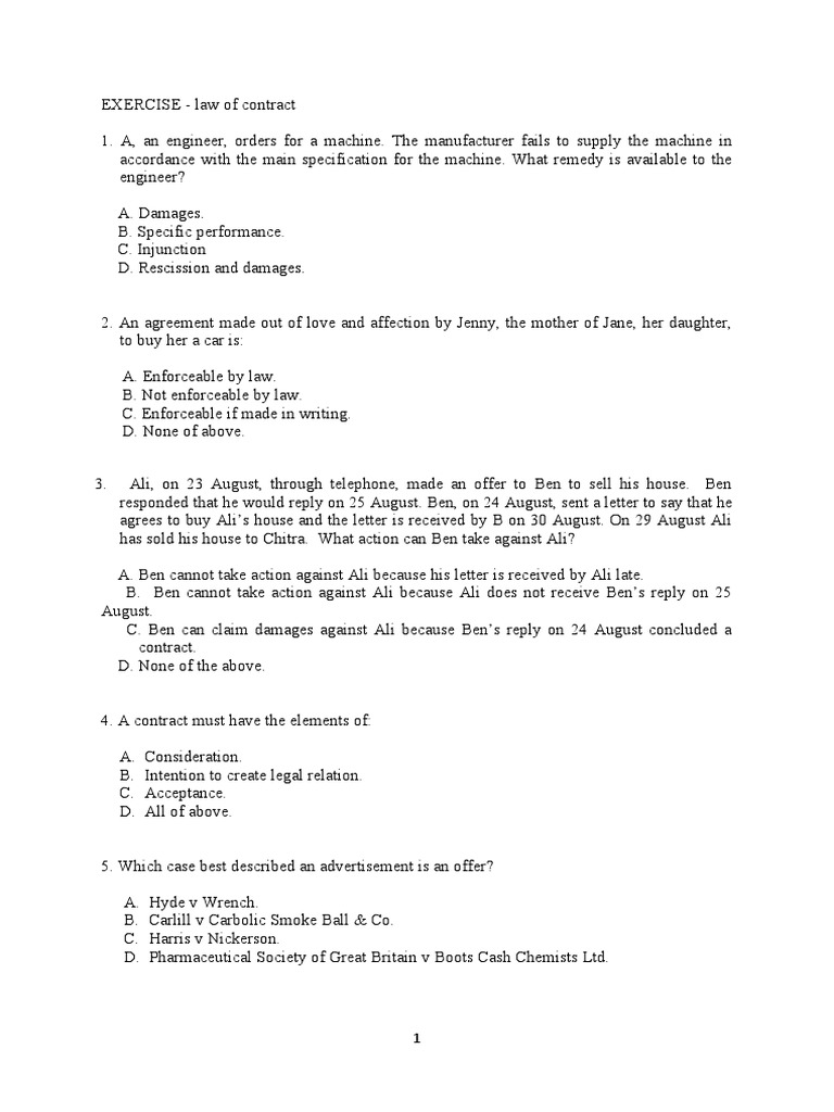 Exercise Contract | PDF