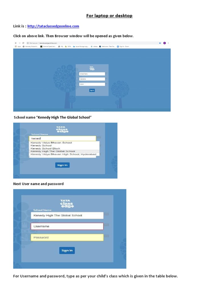 Tata Classedge Application Login Instructions | PDF | Career & Growth