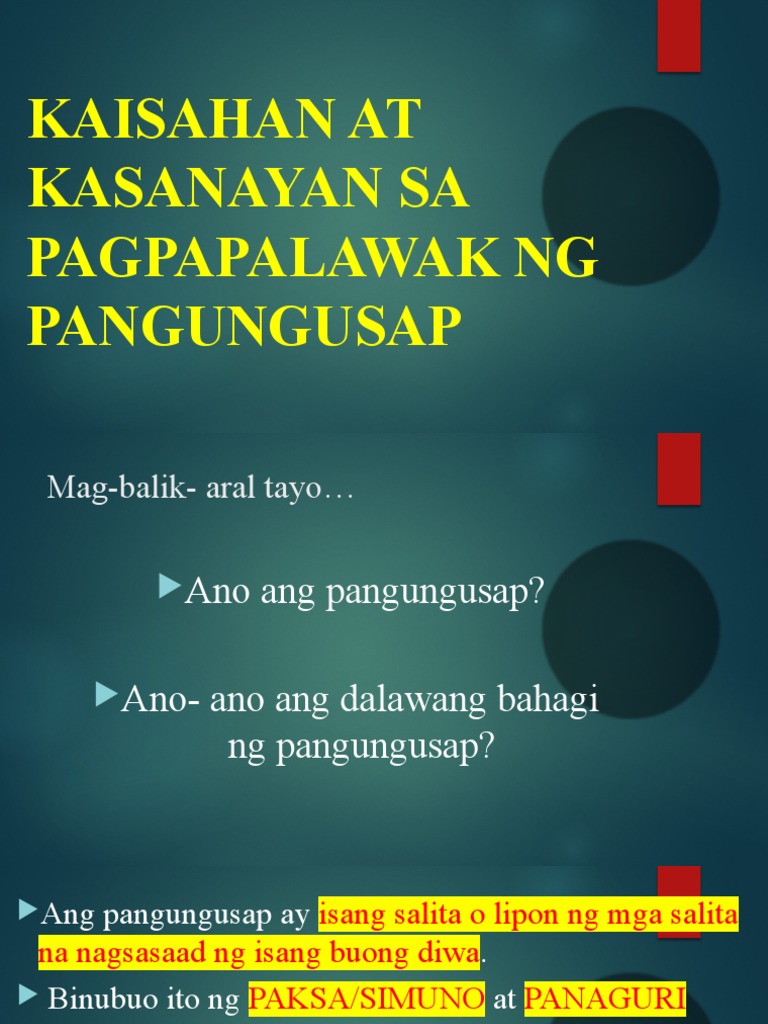 Kaisahan at Kasanayan Sa Pagpapalawak NG Pangungusap | PDF