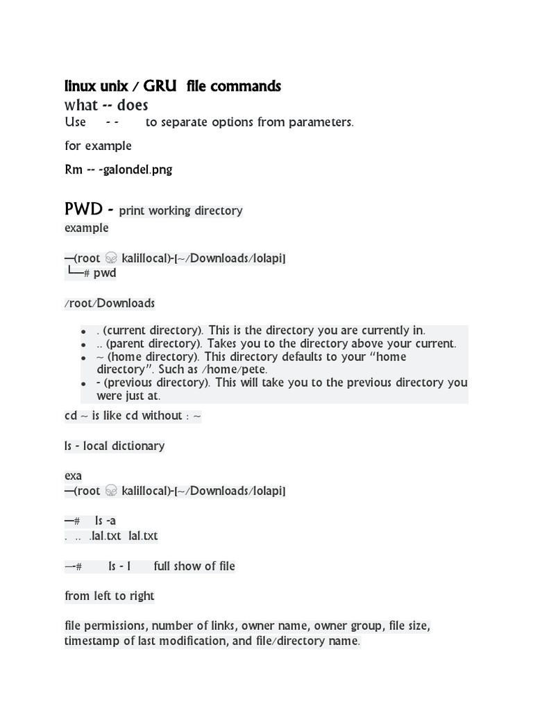 Linux Unix - GRU File Commands | PDF