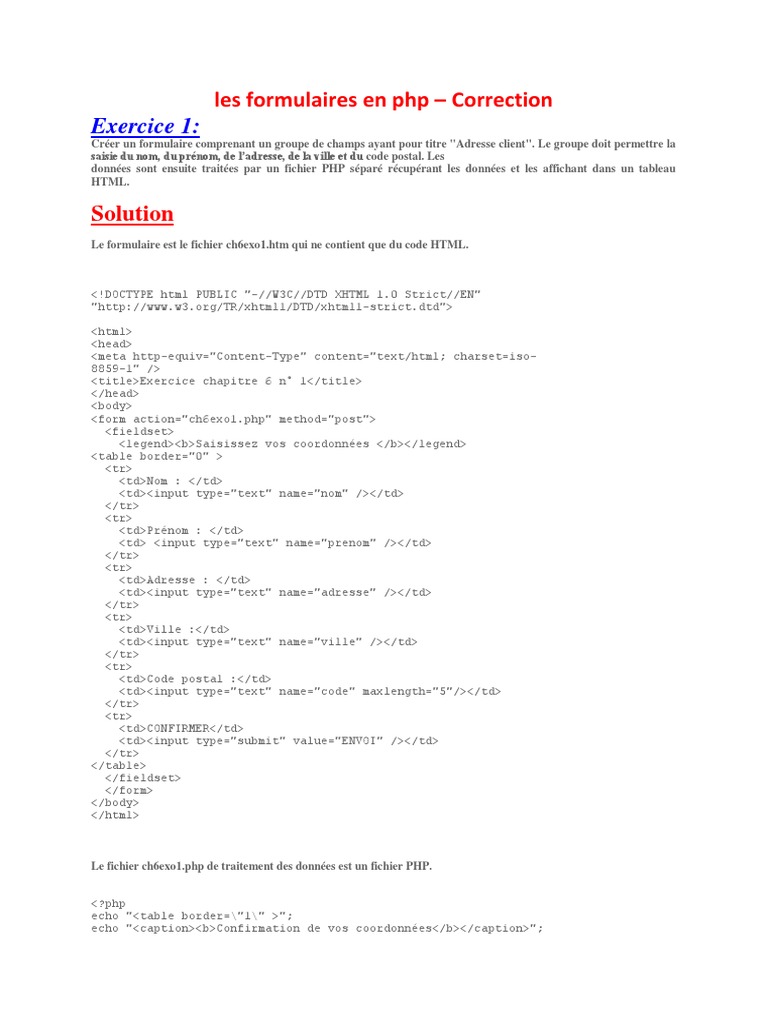 Correction Serie 2 Les Formulaires en PHP | PDF | Affaires | Ordinateurs