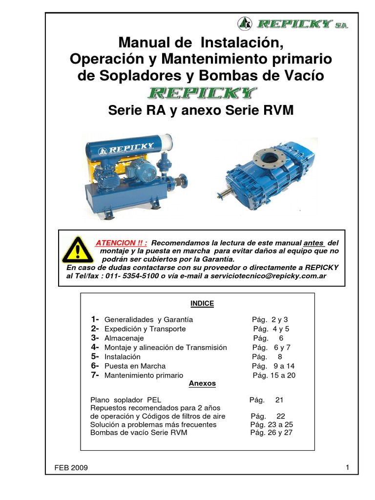 Compresor - Repicky-Manual Operacion y Mantenimiento RVM1000 | PDF | Engranaje | Bomba