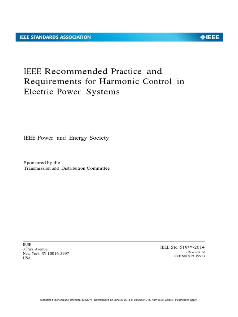Ieee 519 2014 | PDF | Corriente eléctrica | Transformador