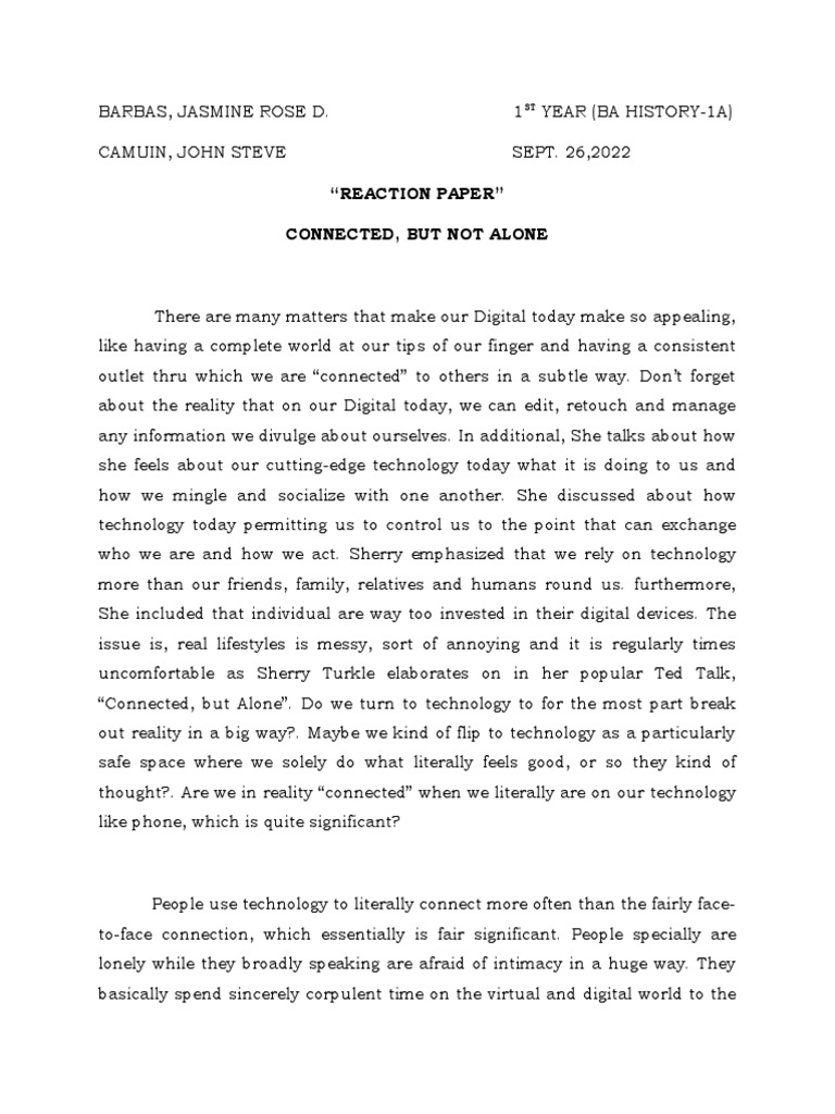 Reaction Paper | PDF | Human | Solitude