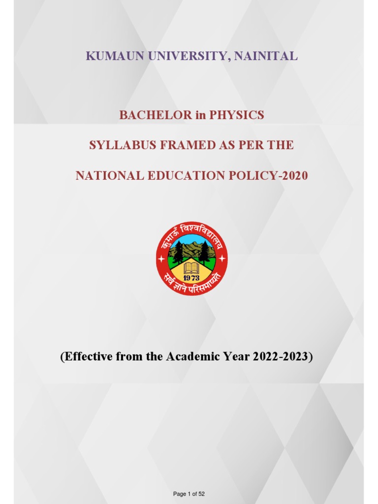 NEP Syllabus B.sc. Physics | PDF NEP Syllabus B.sc. Physics | PDF