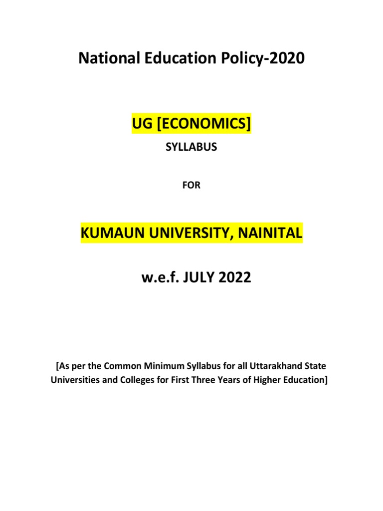 NEP Syllabus UG Economics | PDF | Economics | Microeconomics