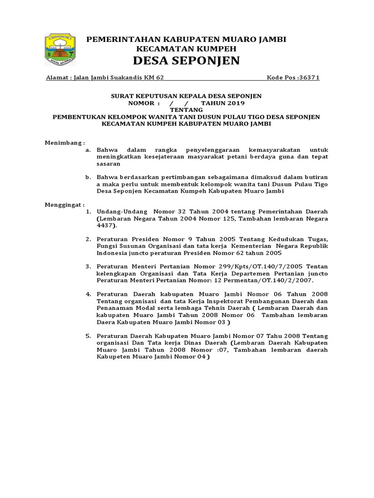 Cntoh Sk And Berita Acara Pembentukan Kelompok Tani Pdf