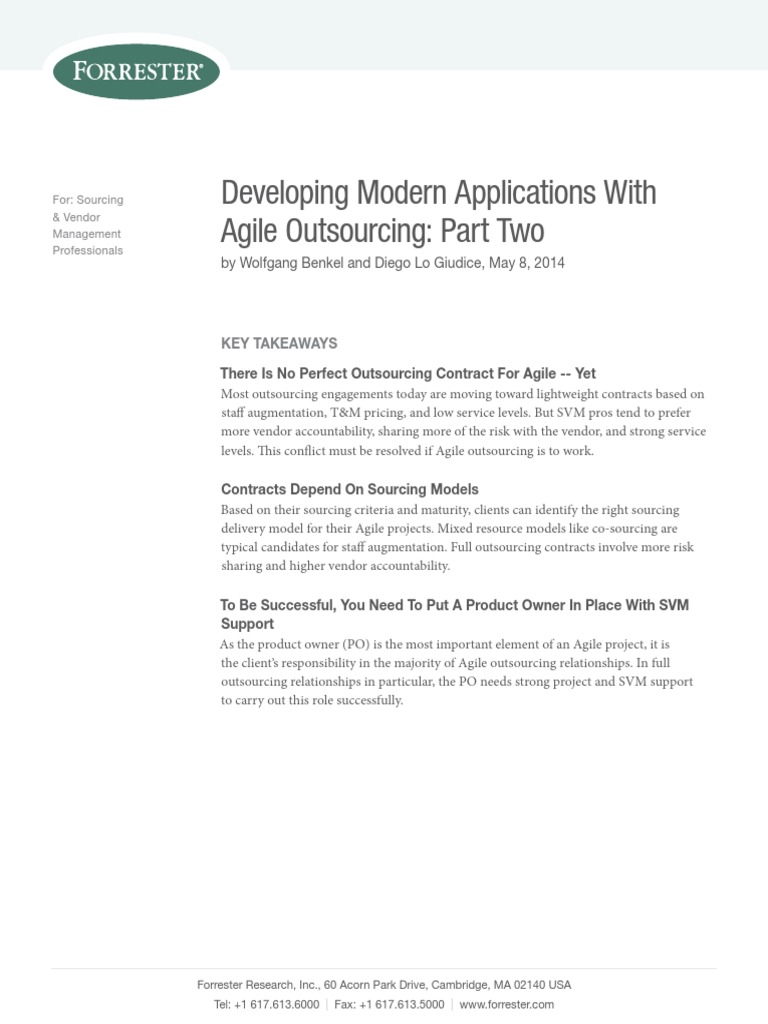 Developing Modern Applications With Agile Outsourcing Pdf Scrum Software Development