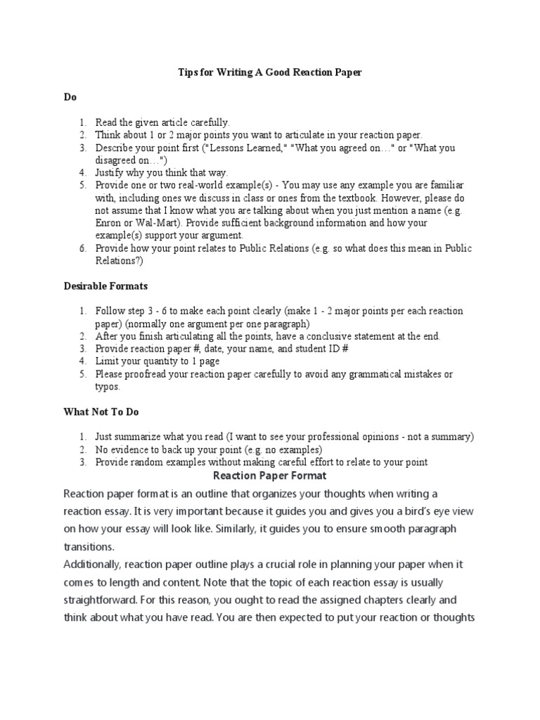 Tips For Writing A Good Reaction Paper | PDF | Essays | Thought