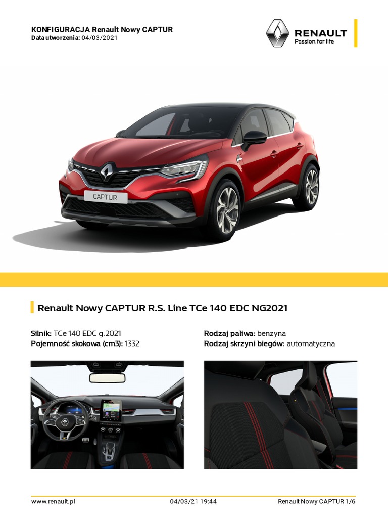 Renault Nowy Captur R.S. Line Tce 140 Edc Ng2021 | PDF