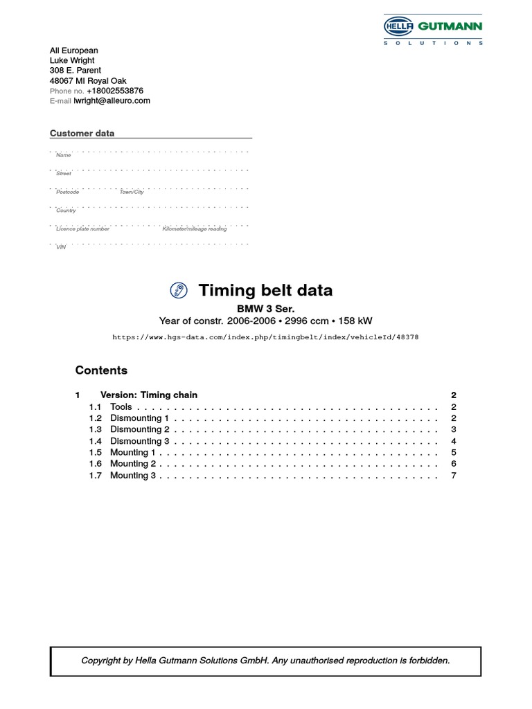 Timing Marks BMW N52 N54 | PDF