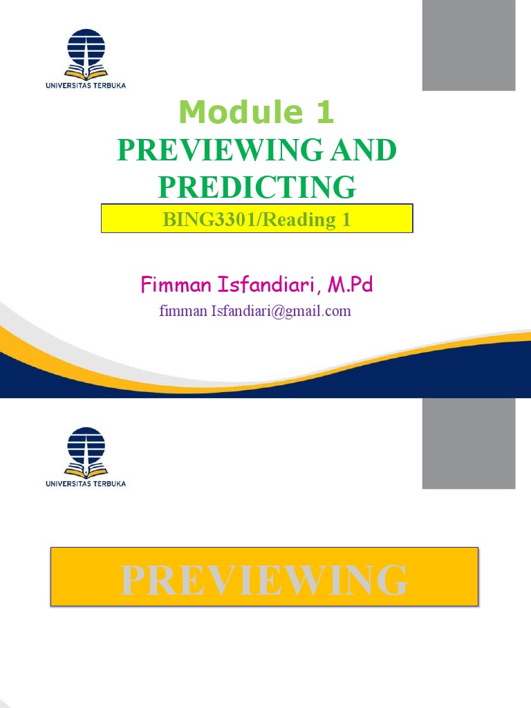 Module 1. Previewing and Predicting | PDF | Karier & Perkembangan ...