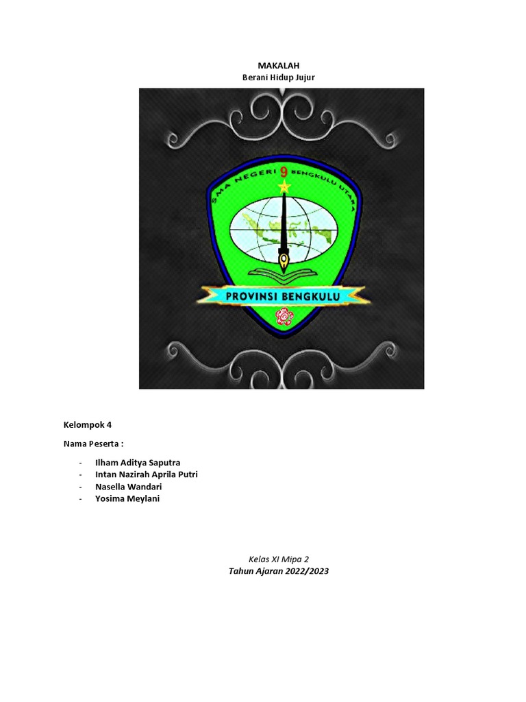 Berani Hidup Jujur: Makalah | PDF