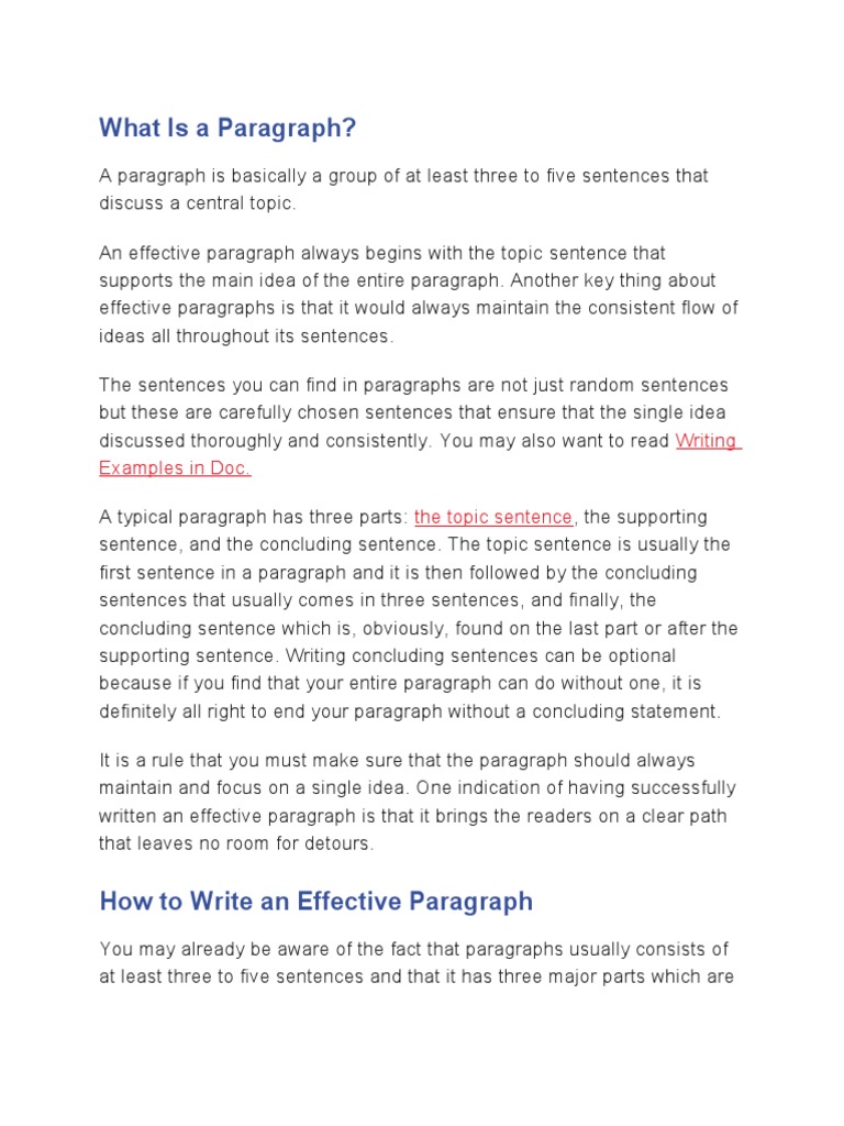 Effective Paragraph Structure Guide | PDF | Paragraph | Sentence (Linguistics)