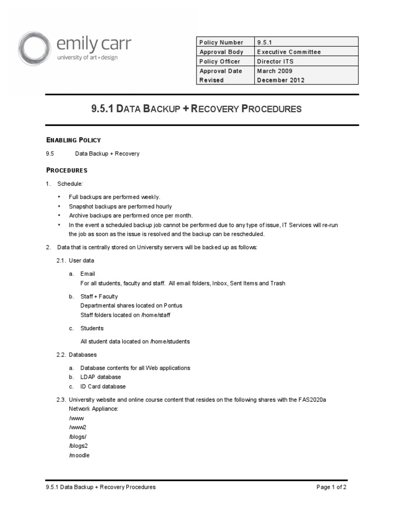 Data Backup and Recovery Procedures | PDF | Backup | Information Science