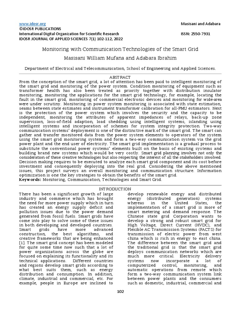 Monitoring With Communication Technologies of The Smart Grid | PDF ...