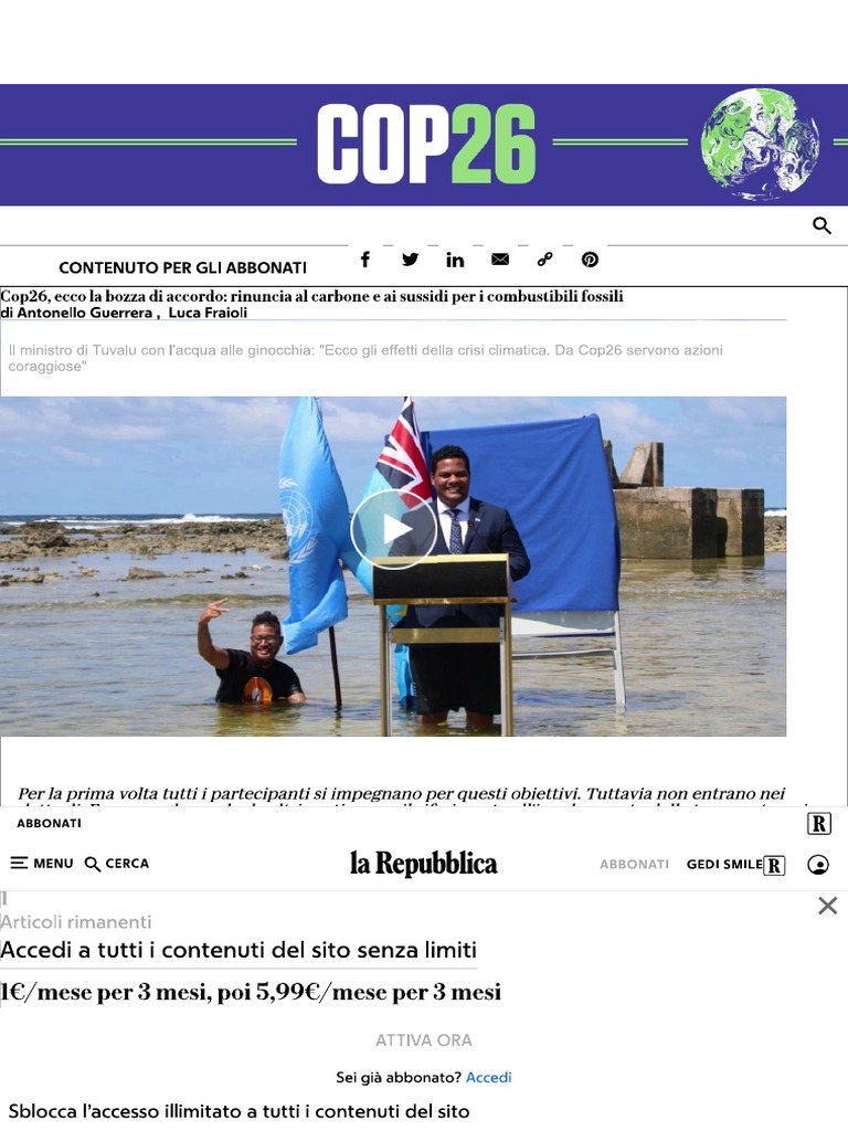 Cop26 - Dal Vertice Sul Clima Di Glasgow Una Bozza Di Accordo - La ...