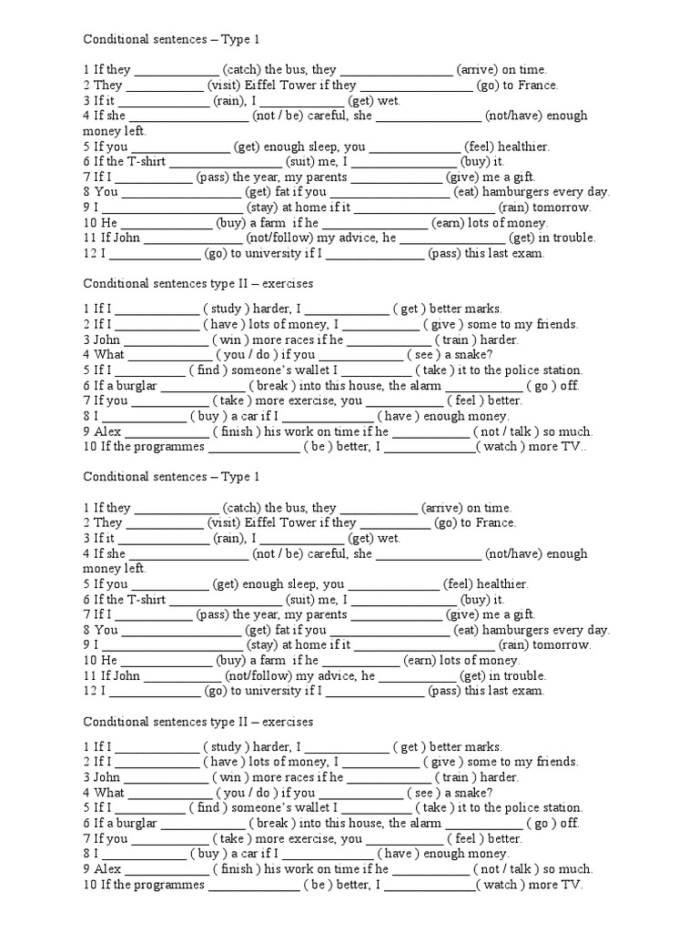 Conditional Sentences Type I II | PDF
