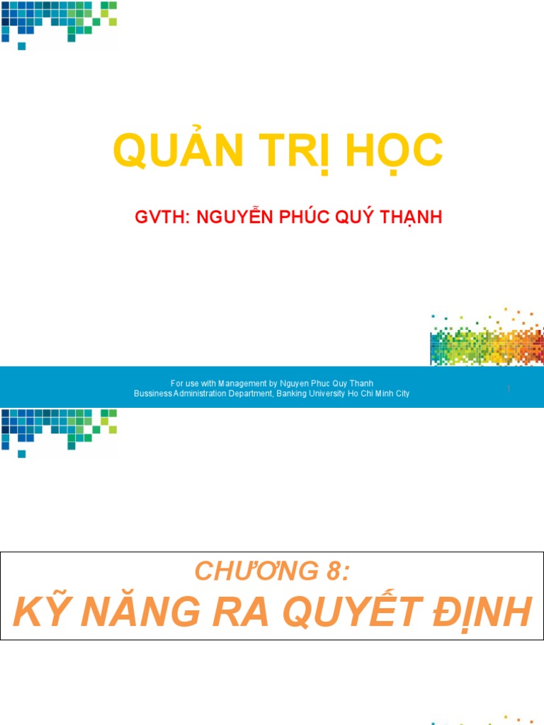 Quan Tri Hoc - Chuong 8 Ky Nang Ra Quyet Dinh | PDF