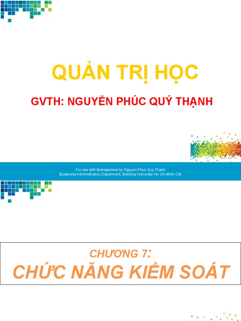 Quan Tri Hoc - Chuong 7 Chuc Nang Kiểm Soát | PDF